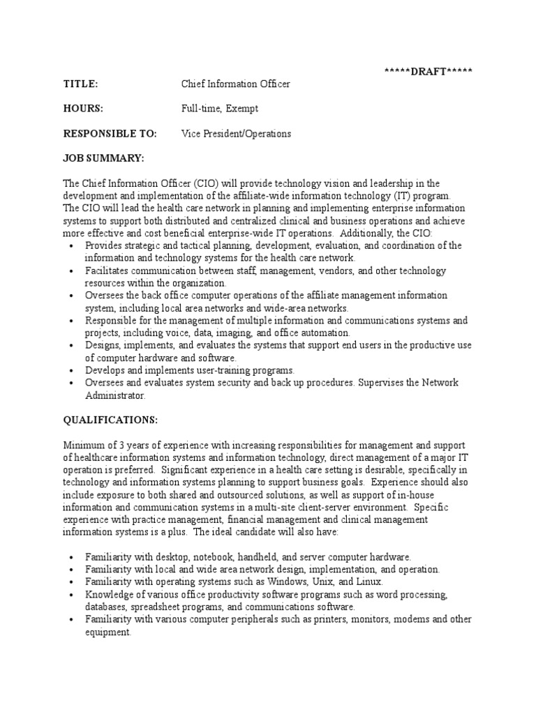 3.B.1 CIO Job Description | PDF | Chief Information Officer ...