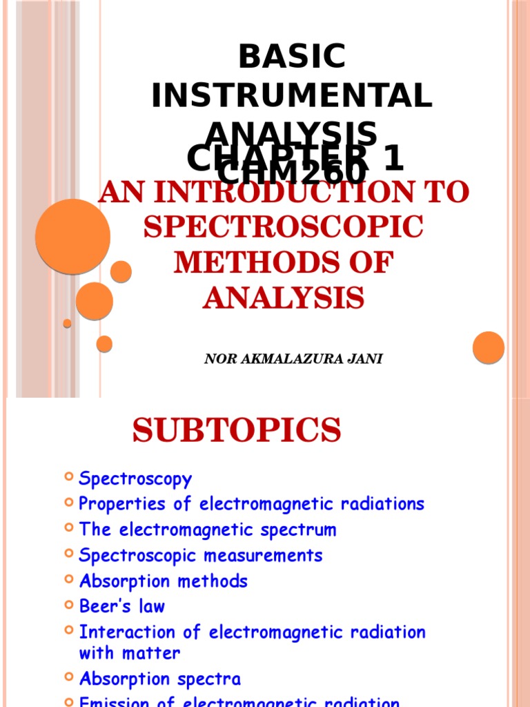 Basic Instrumental Analysis CHM260: An Introduction To Spectroscopic Methods of Analysis | PDF