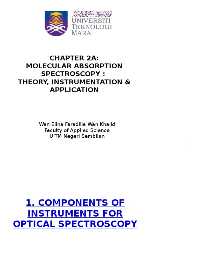 Chapter 2a (Uv-Vis) .PPT Chm260 | PDF | Ultraviolet–Visible ...