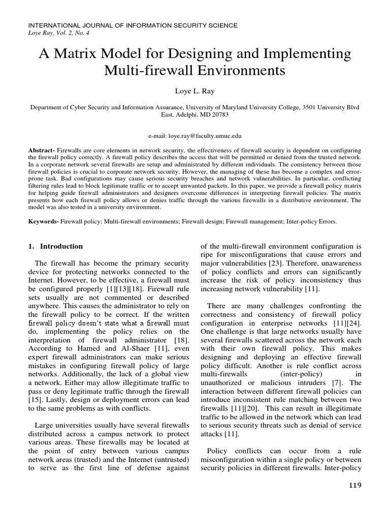 Model Matrix For Multi-Firewall | PDF | Firewall (Computing) | Computer ...