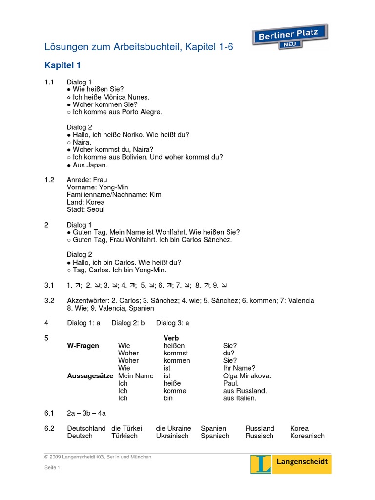 Lösungen Zum Arbeitsbuchteil, Kapitel 1-6pdf PDF | PDF