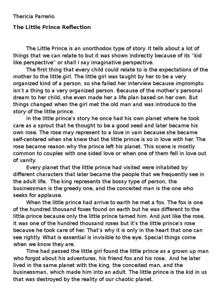 The Little Prince Reflection | PDF | The Little Prince