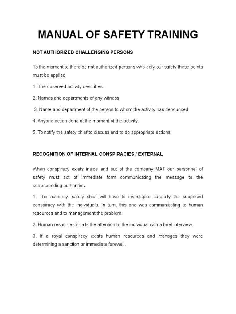 Manual of Safety Training | PDF