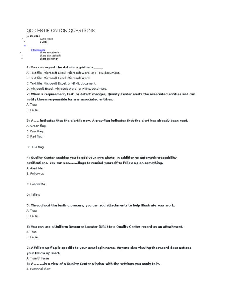 QC Certification Questions | PDF