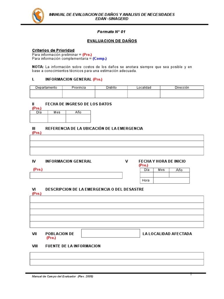 Formatos EDAN | PDF | La carretera | Transporte