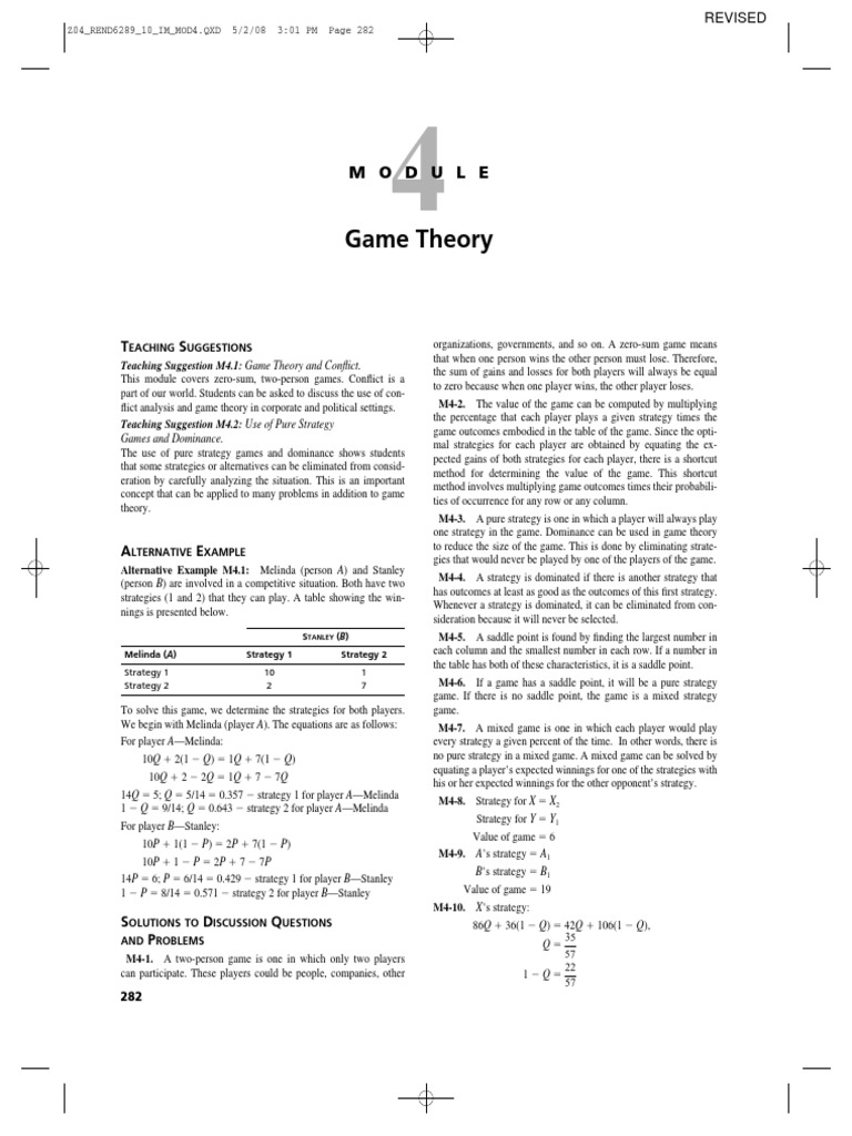 Module 04 - Game Theory PDF | PDF