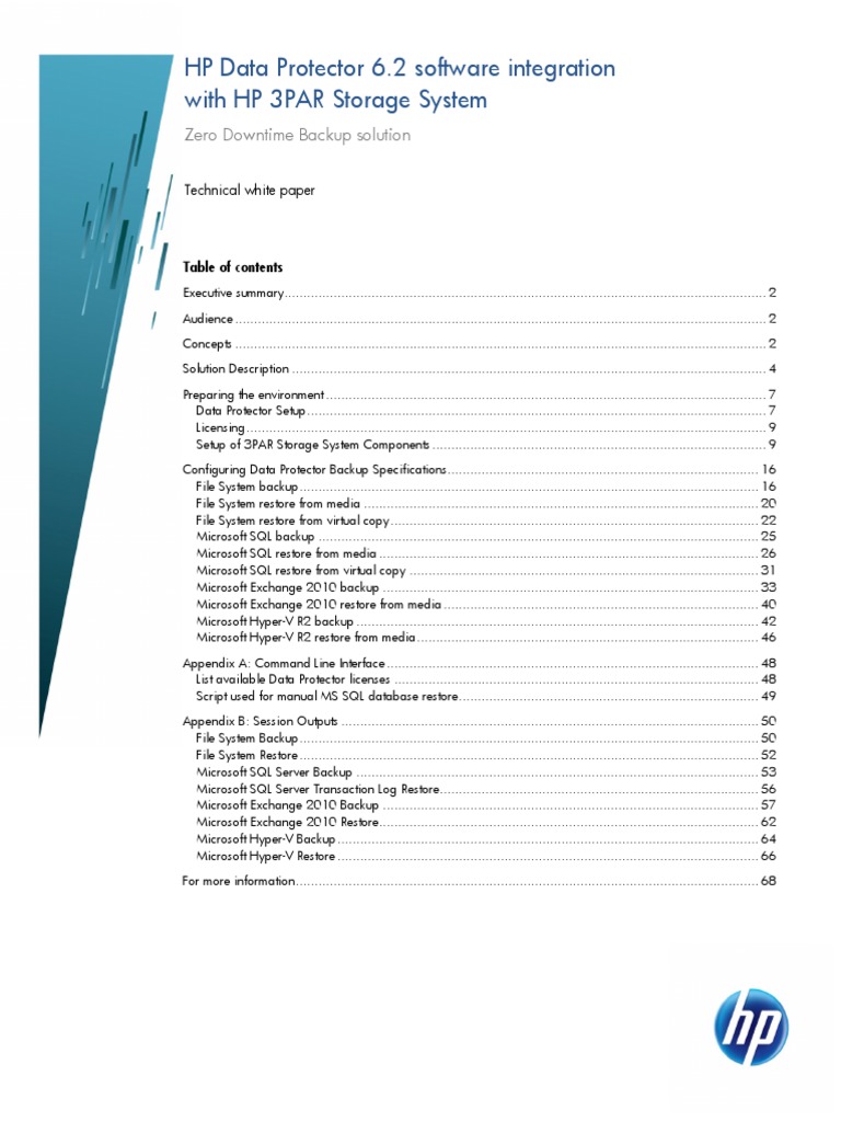 HP Data Protector 6.2 Software Integration With HP 3PAR Storage System ...