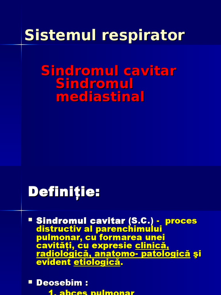 Sindromul Cavitar - Medicina Interna, Usmf-Md | PDF