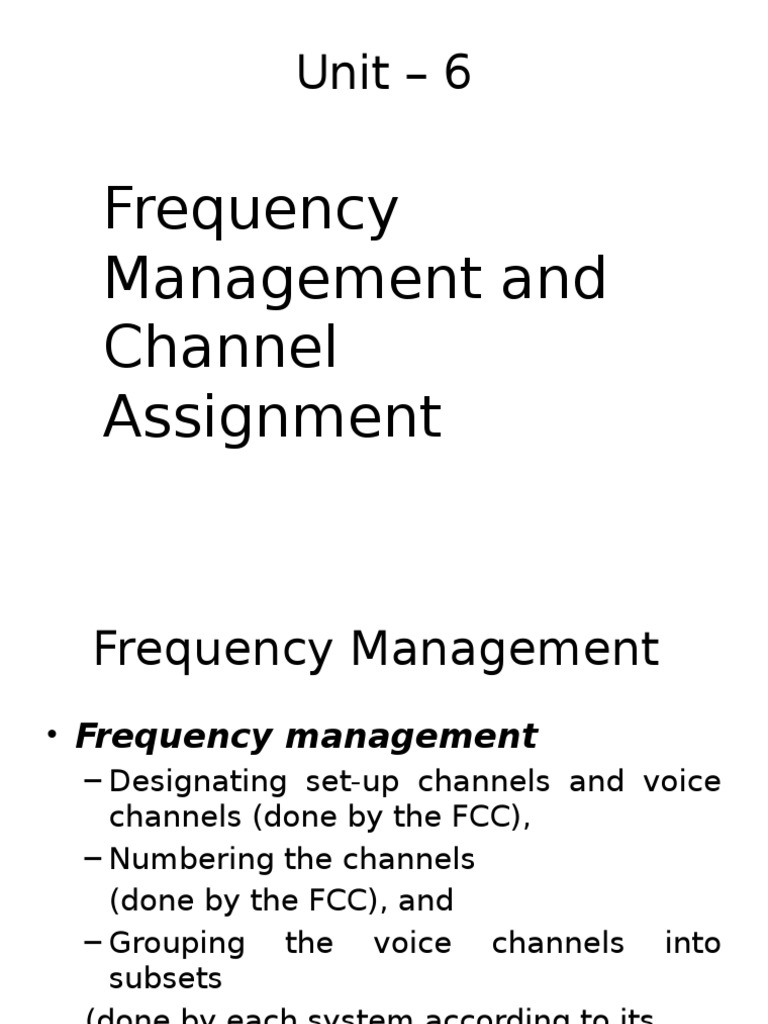 Frequency Management and Channel Assignment: Unit - 6 | PDF | Broadcast ...