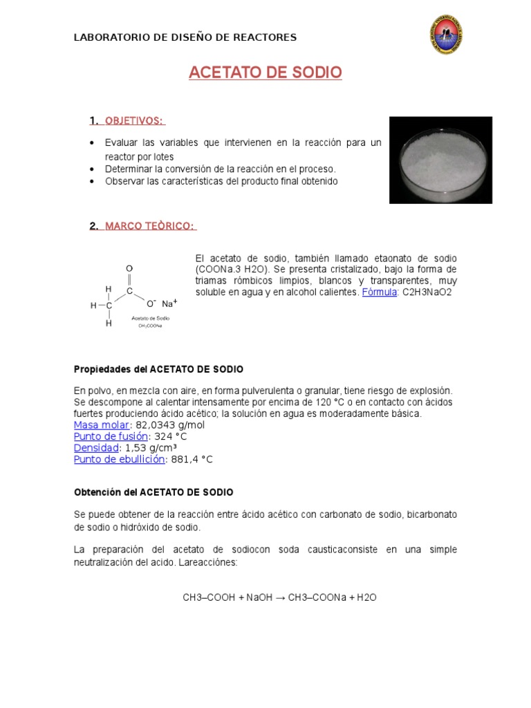 Acetato de Sodio | Sustancias químicas | Compuestos químicos | Prueba ...