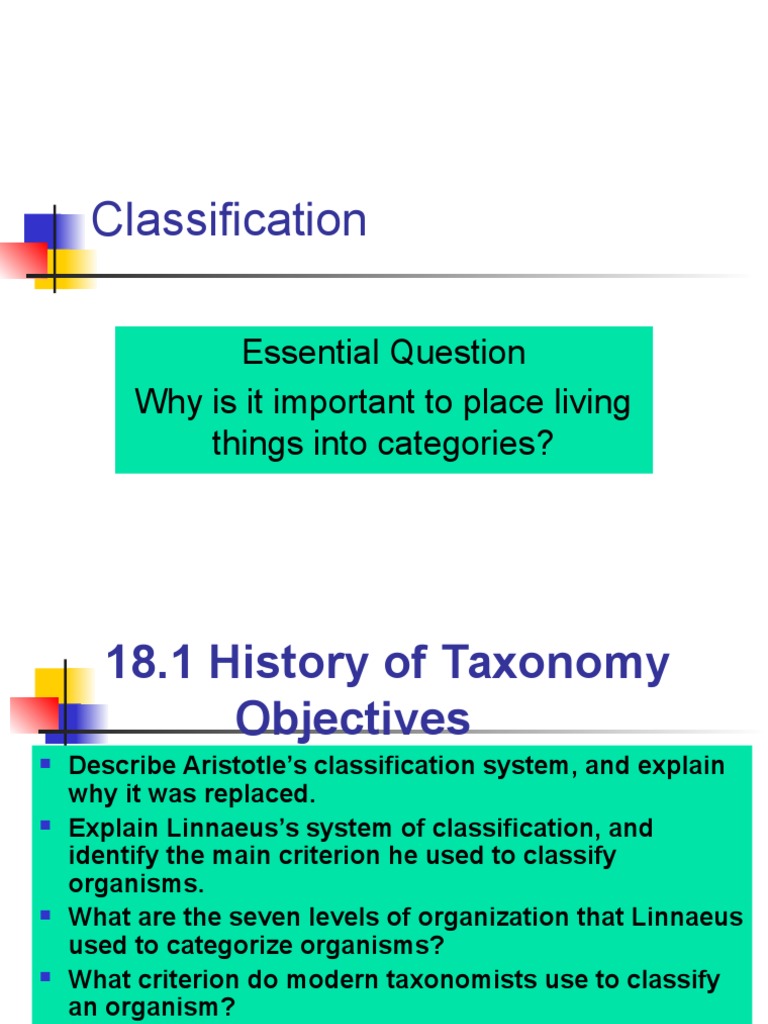Classification: Essential Question Why Is It Important To Place Living ...
