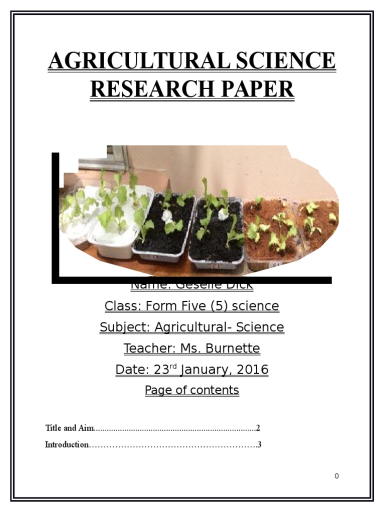 Agricultural Science Research Paper | PDF | Hydroponics | Agriculture