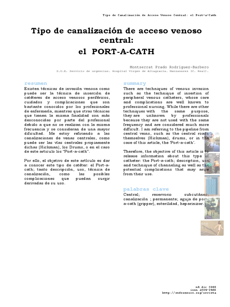 Port A Cath | PDF | Enfermería | Cuidado de la salud