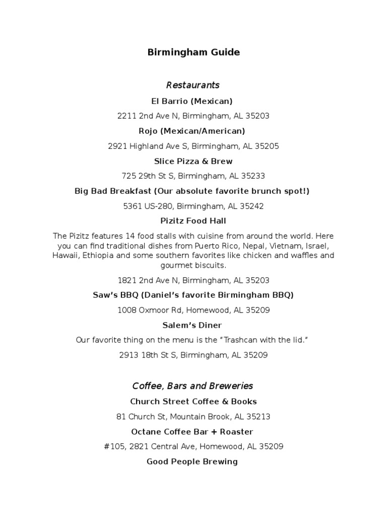 Birmingham Guide | PDF | Birmingham | Food And Drink