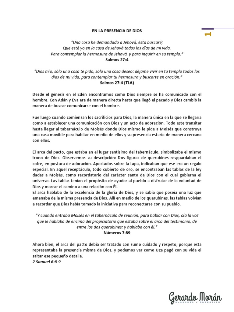 Contemplando y dialogando con Dios en su presencia | PDF | Arca de la ...