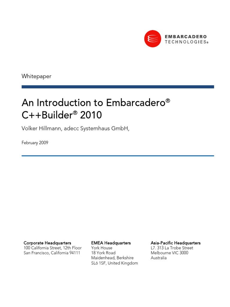 Introduction To Cppbuilder Whitepaper | PDF | C++ | C (Programming Language)