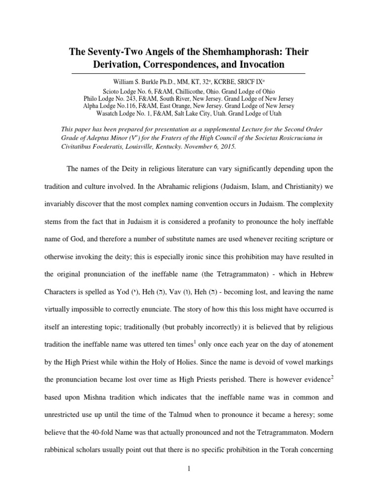 Shemhamphorash Astroilogy Paper Print Version Sricf | PDF ...