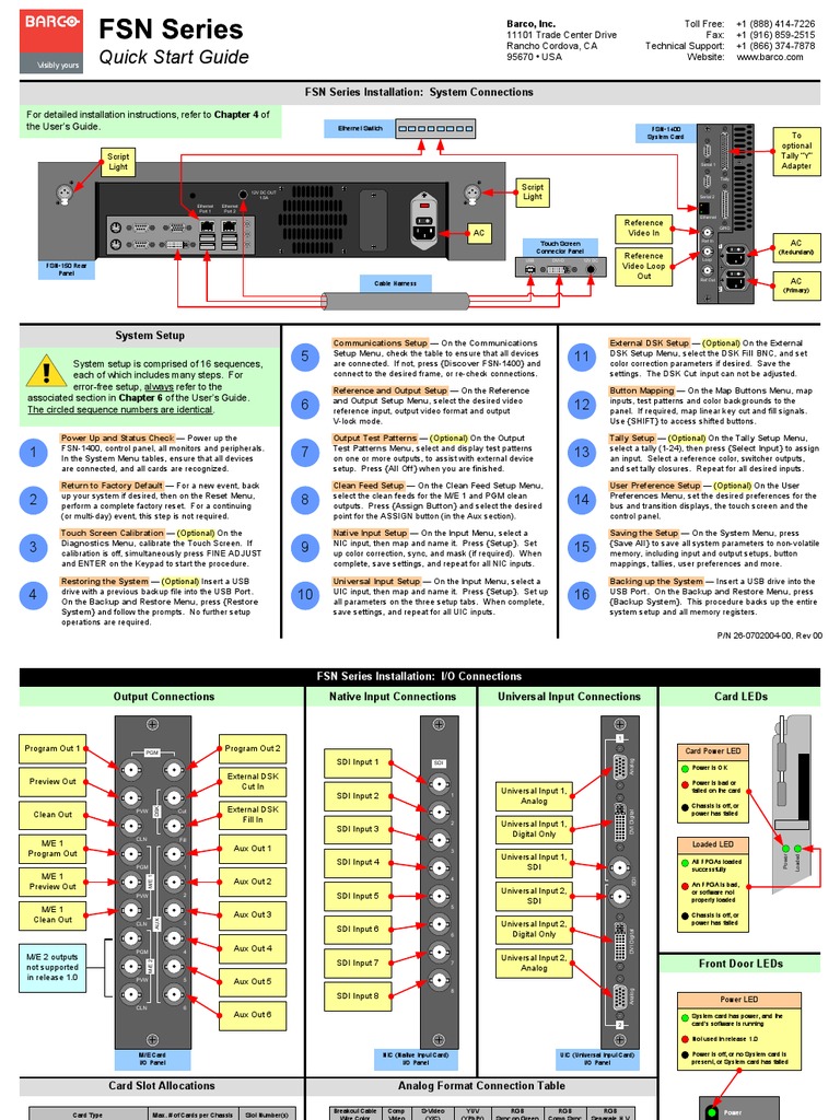 Barco FSN Quick Start Userguide | PDF | Menu (Computing) | Input/Output