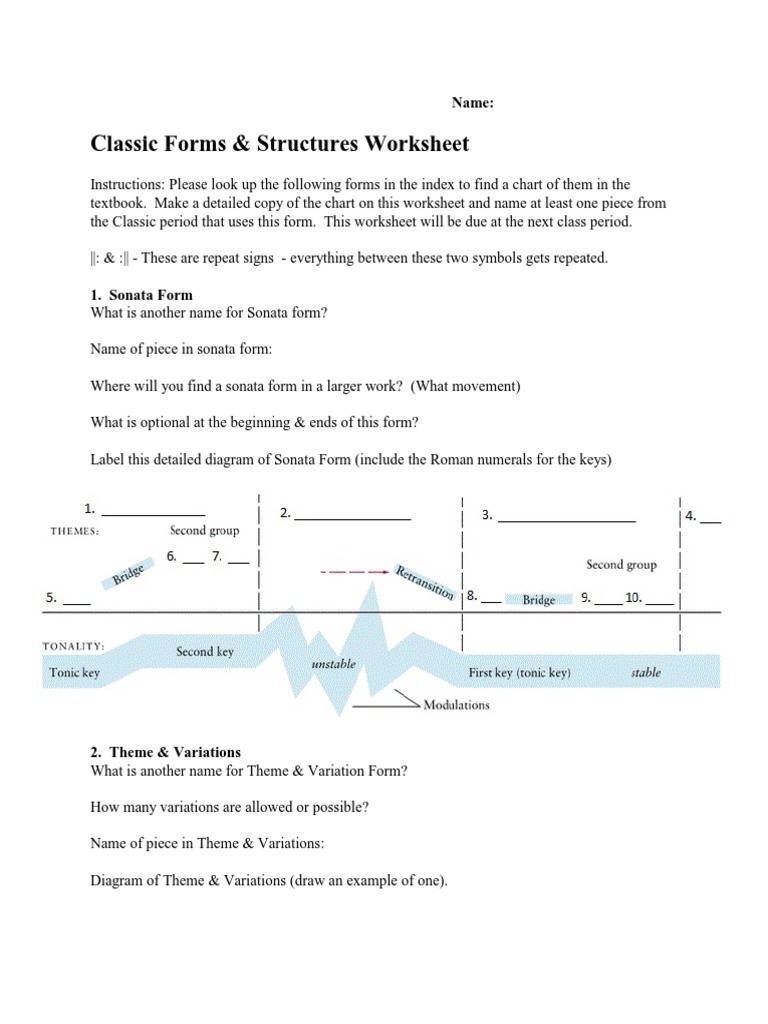 Classic Forms & Structures Work & Study Sheet | PDF