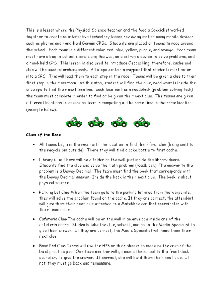 Amazing Race Lesson Plan | PDF | Teaching And Learning | Science