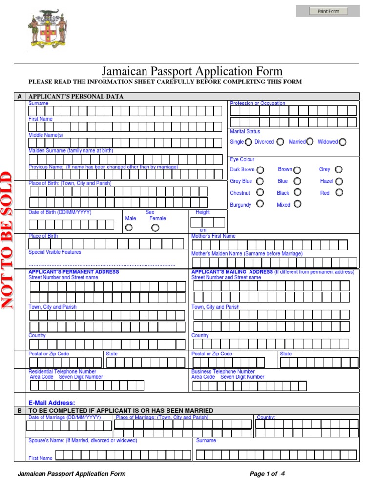 Jamaica Passport Application Compressed | PDF | Birth Certificate ...