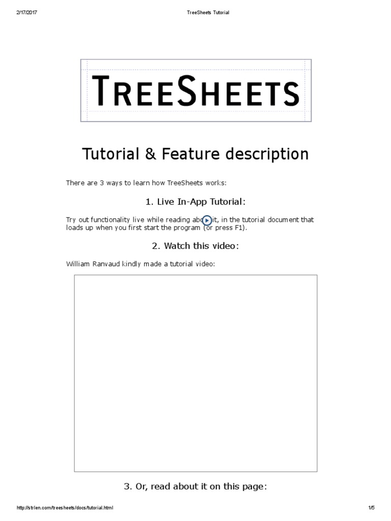 TreeSheets Tutorial | PDF | Spreadsheet | Computer File