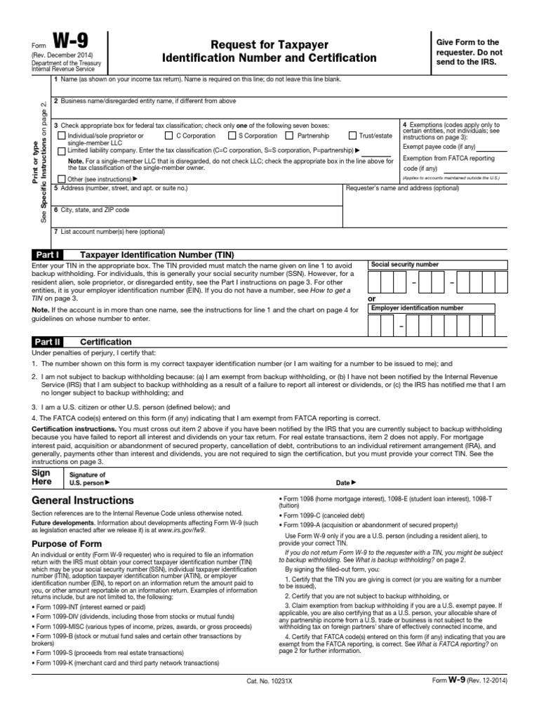 W-9 Tax Form Instructions | PDF | Withholding Tax | Limited Liability ...