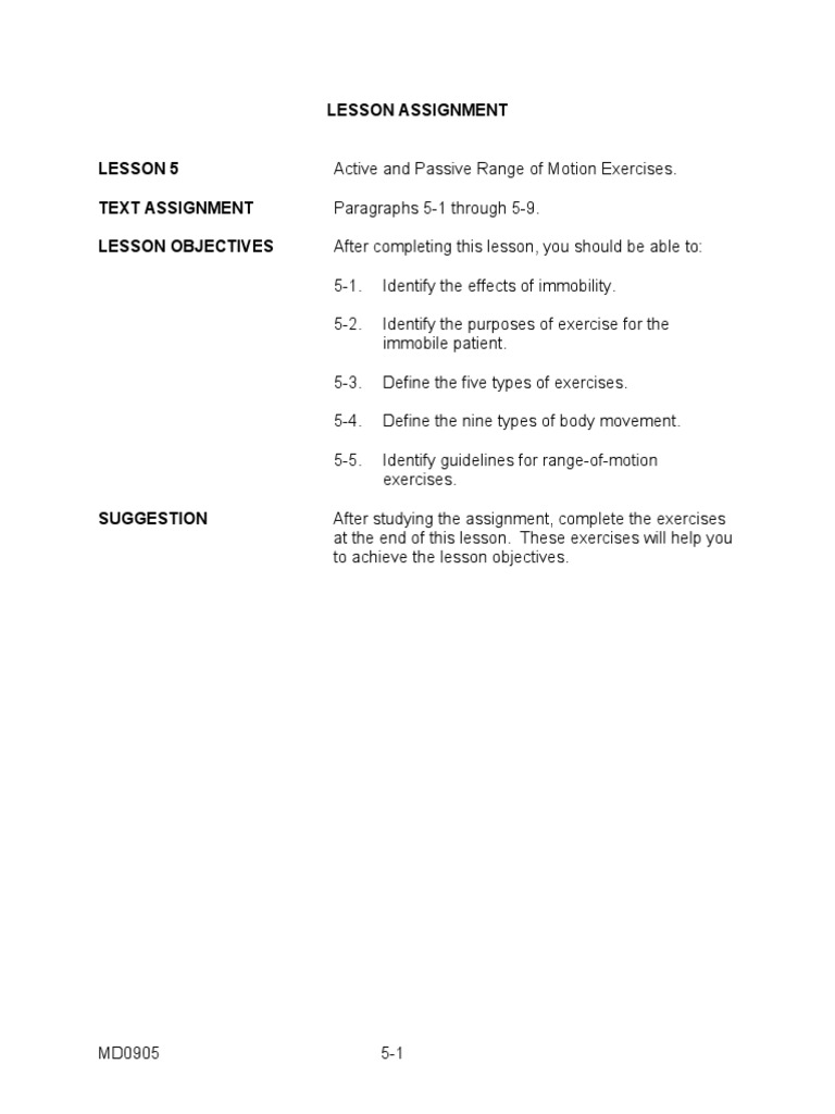 Promoting Mobility Through Range of Motion Exercises | PDF | Anatomical ...