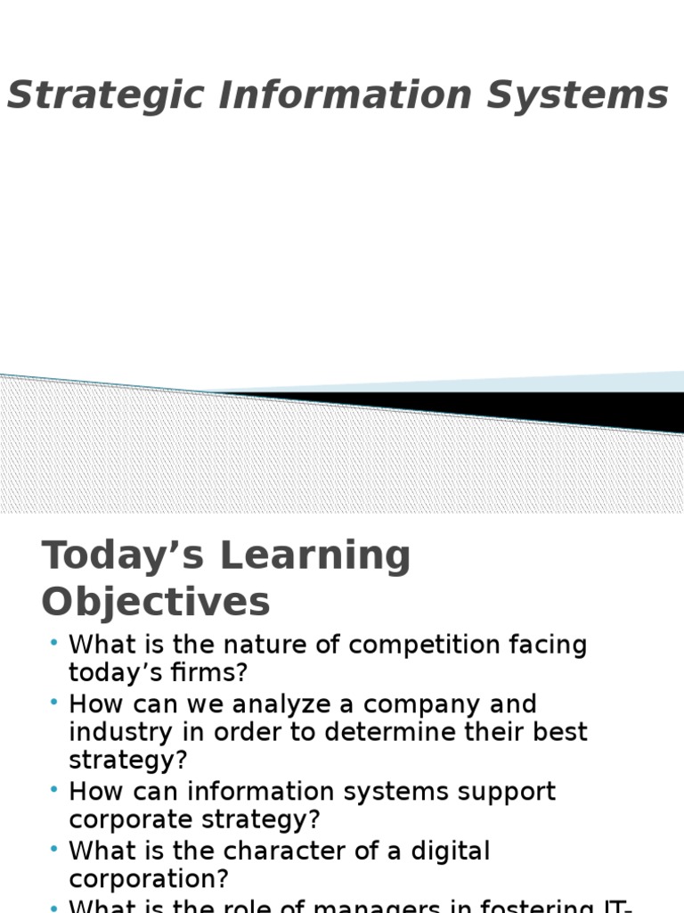 Strategic Information Systems New | PDF | Strategic Management ...