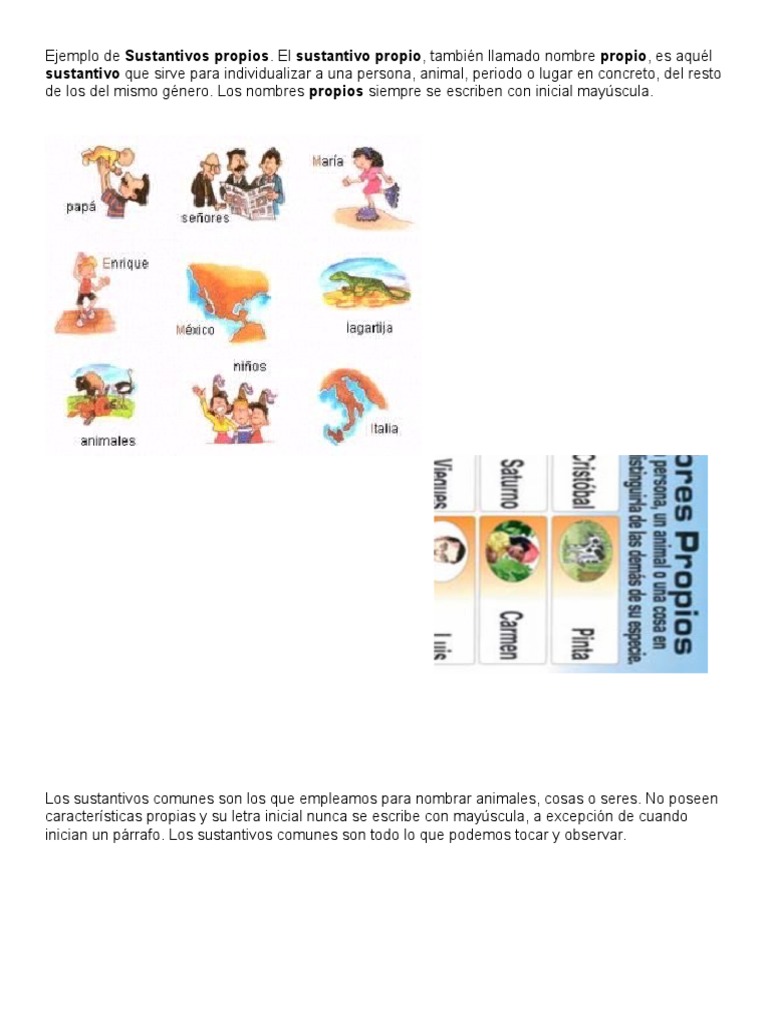 Ejemplo de Sustantivos Propios