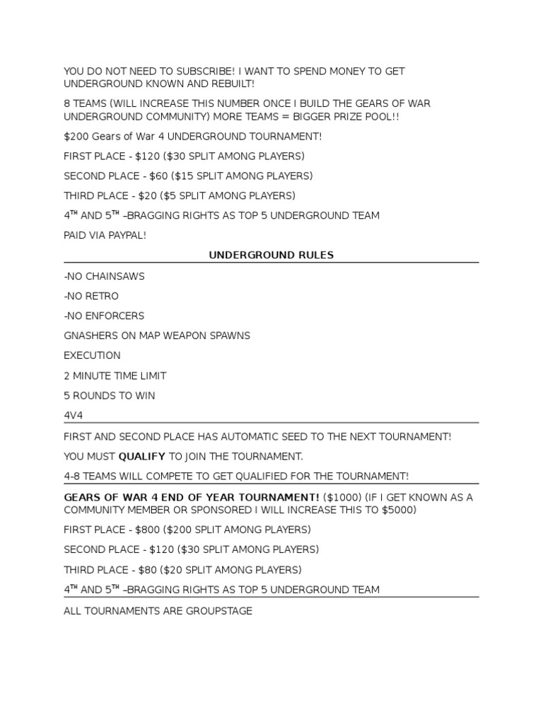 Gow 4 Tourney | PDF | History