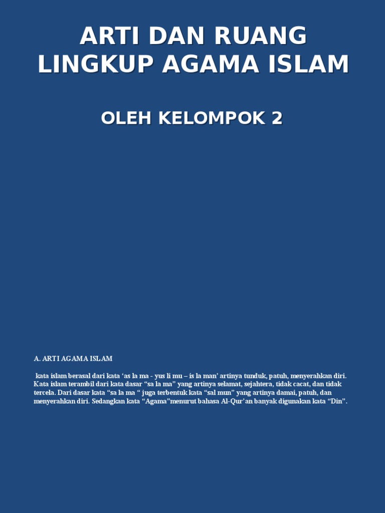 Arti Dan Ruang Lingkup Agama Islam | PDF
