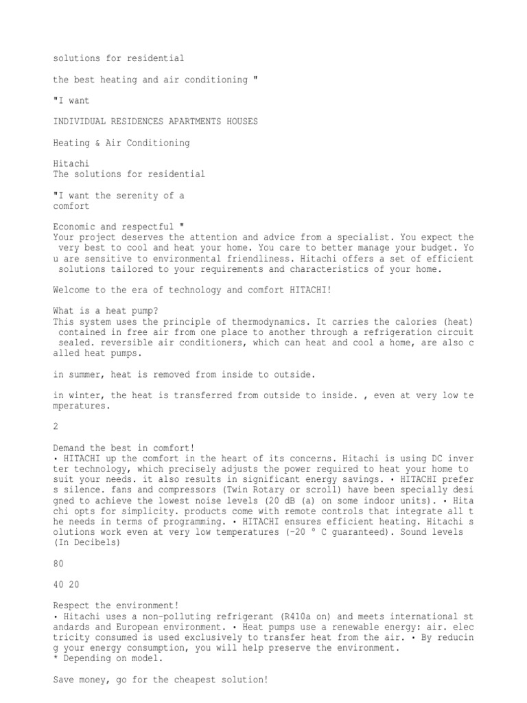 Hitachi Air Conditioning and Heating - Documentation Solutions ...