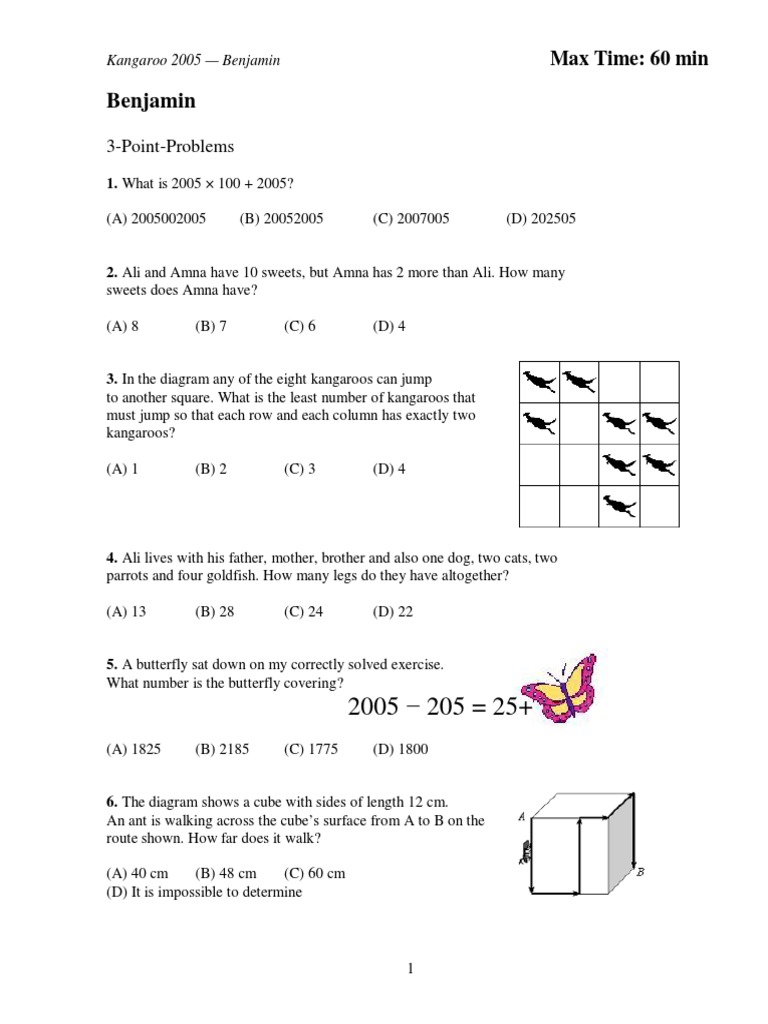 88 Kangaroo PK 2005 Benjamin | PDF | Teaching Mathematics | Science