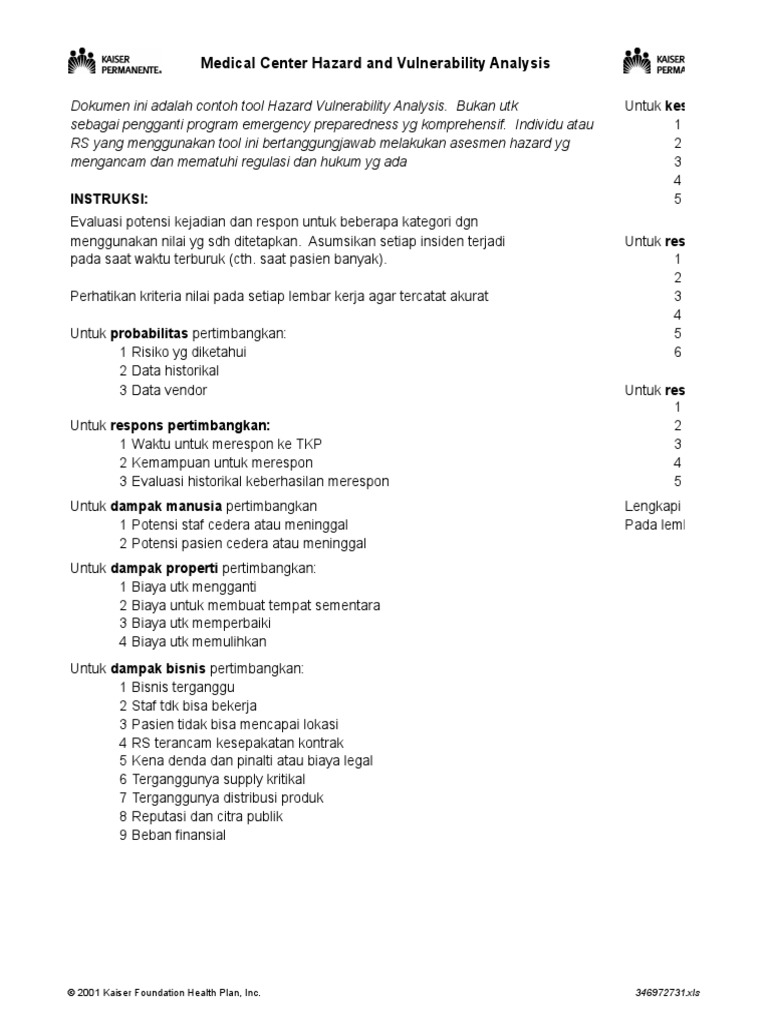 7a. Hazard Vulnerability Analysis (HVA) - Exercise | PDF