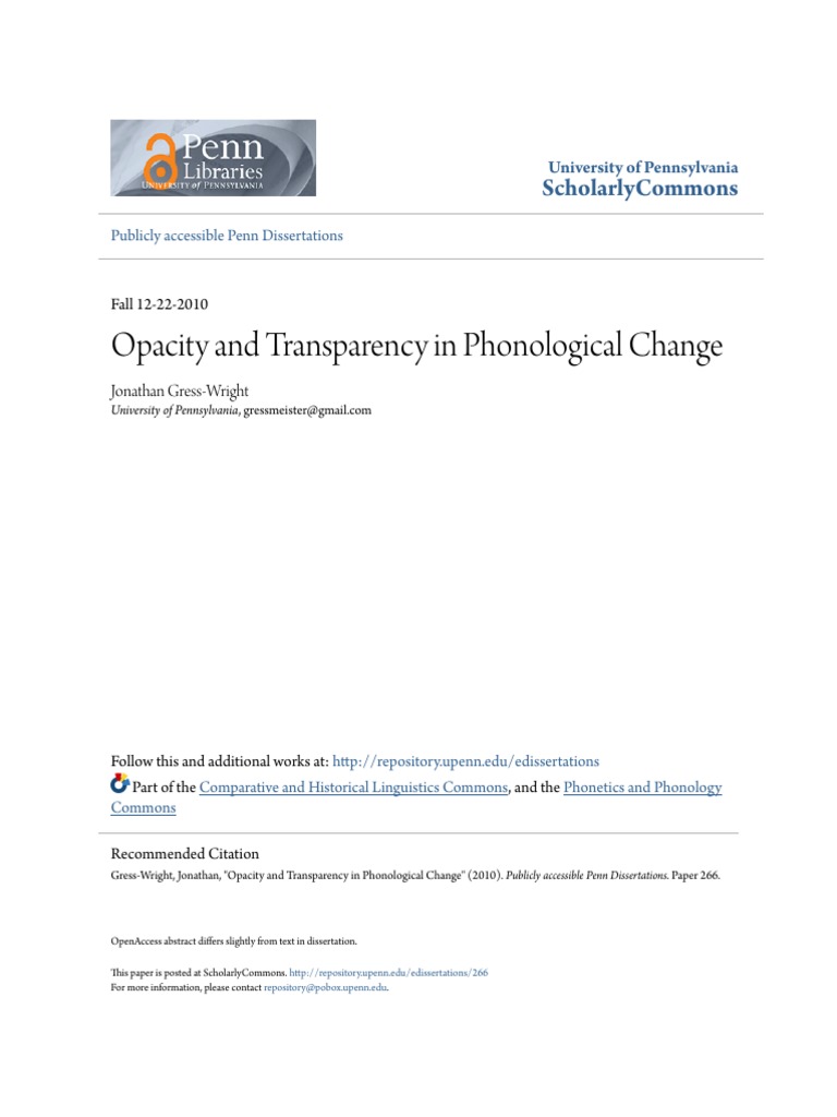 Phonological Change: Opacity vs. Transparency | PDF | Phoneme | Orthography
