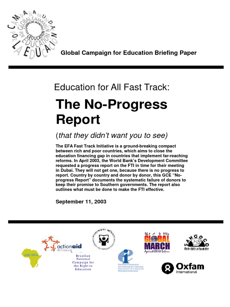 Education For All Fast Track: The No-Progress Report | Download Free ...
