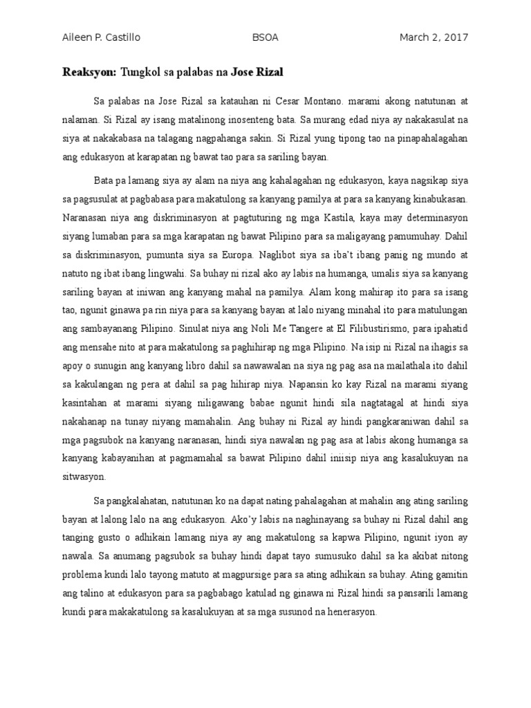 Reaksyon Paper | PDF