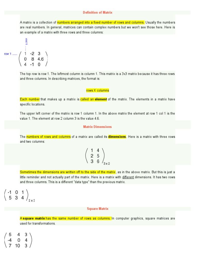 Definition of Matrix | Matrix (Mathematics) | Multiplication