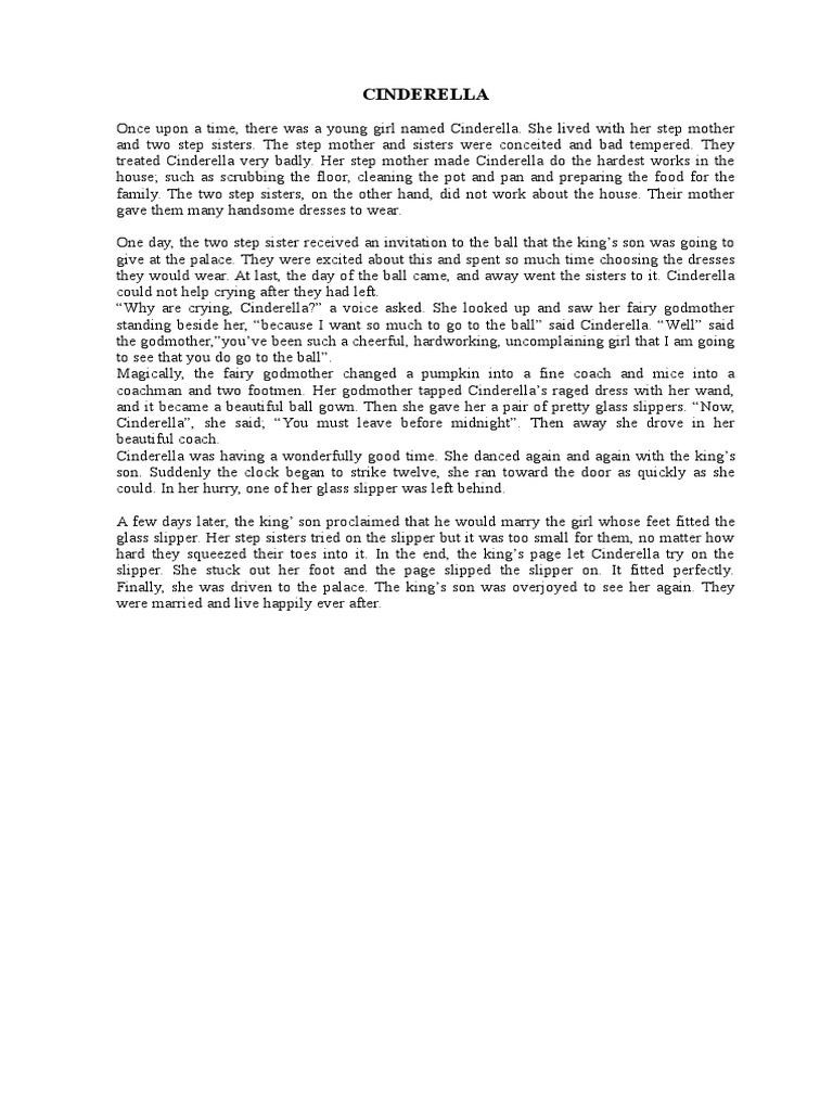 Cinderella Story Summary & Analysis | PDF | Art | General Fiction