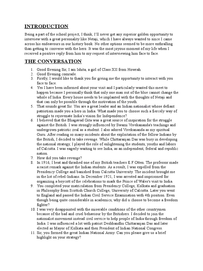 Interview With Netaji | PDF