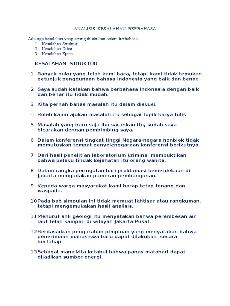 Analisis Kesalahan Berbahasa | PDF