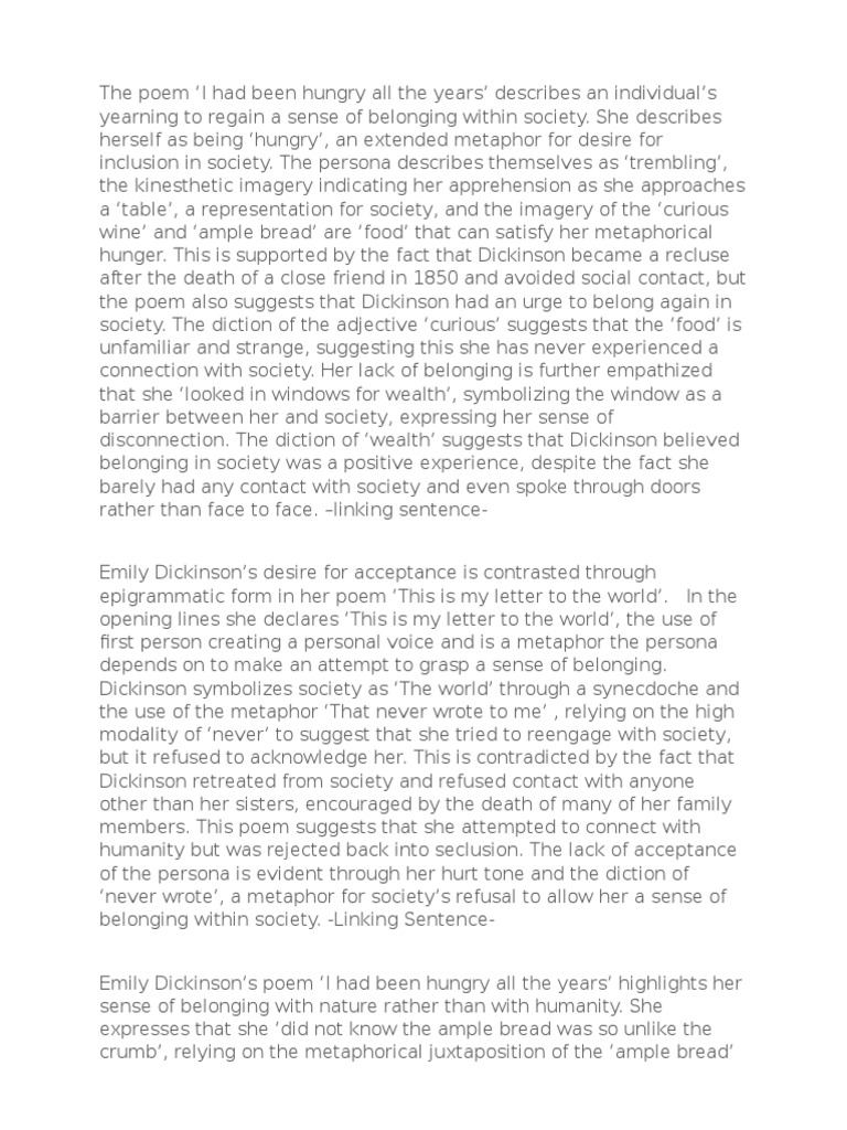 Emily Dickinson Essay | PDF | Emily Dickinson | Metaphor