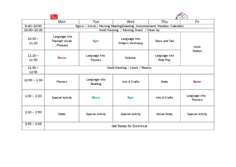 2016-2017 Stellers Jay Daily Schedule 2nd Parents | PDF | Arts (General) | Languages