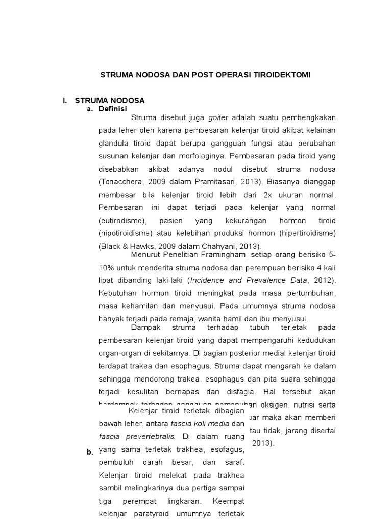 Struma Nodosa Dan Post Operasi Tiroidektomi - Icu - Ners - Gadar | PDF