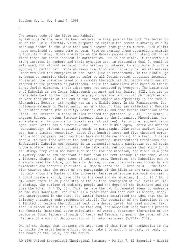 The Secret Code of The Bible and Kabbalah | PDF | Kabbalah | Bible