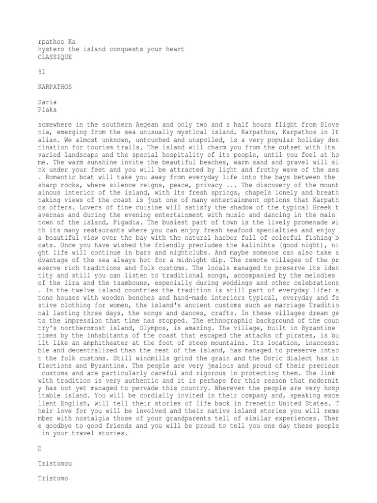Karpathos | PDF | Tavern | Hotel