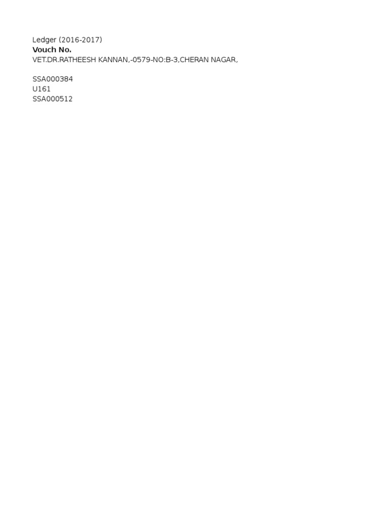 Vouch No.: Ledger (2016-2017) Vet - Dr.Ratheesh Kannan,-0579-No:B-3, Cheran Nagar, SSA000384 ...