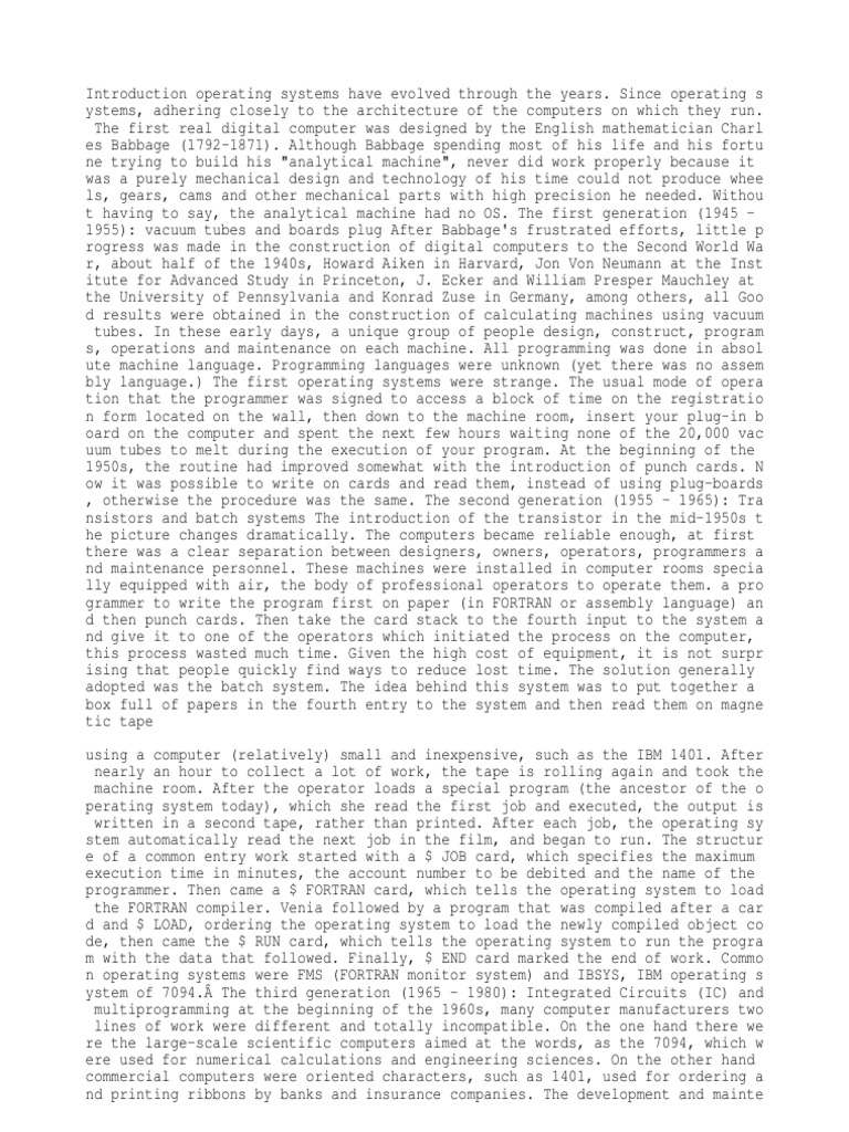 Evolution of Operating Systems | PDF | Operating System | Unix