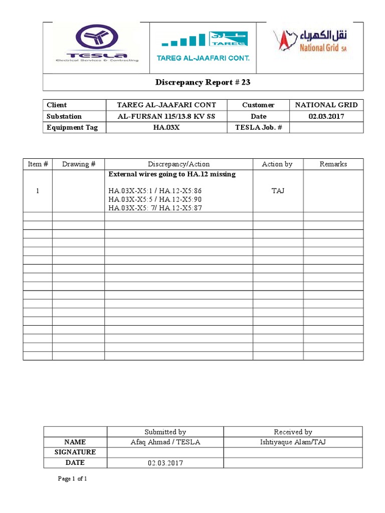 Discrepancy Report # 23 | PDF